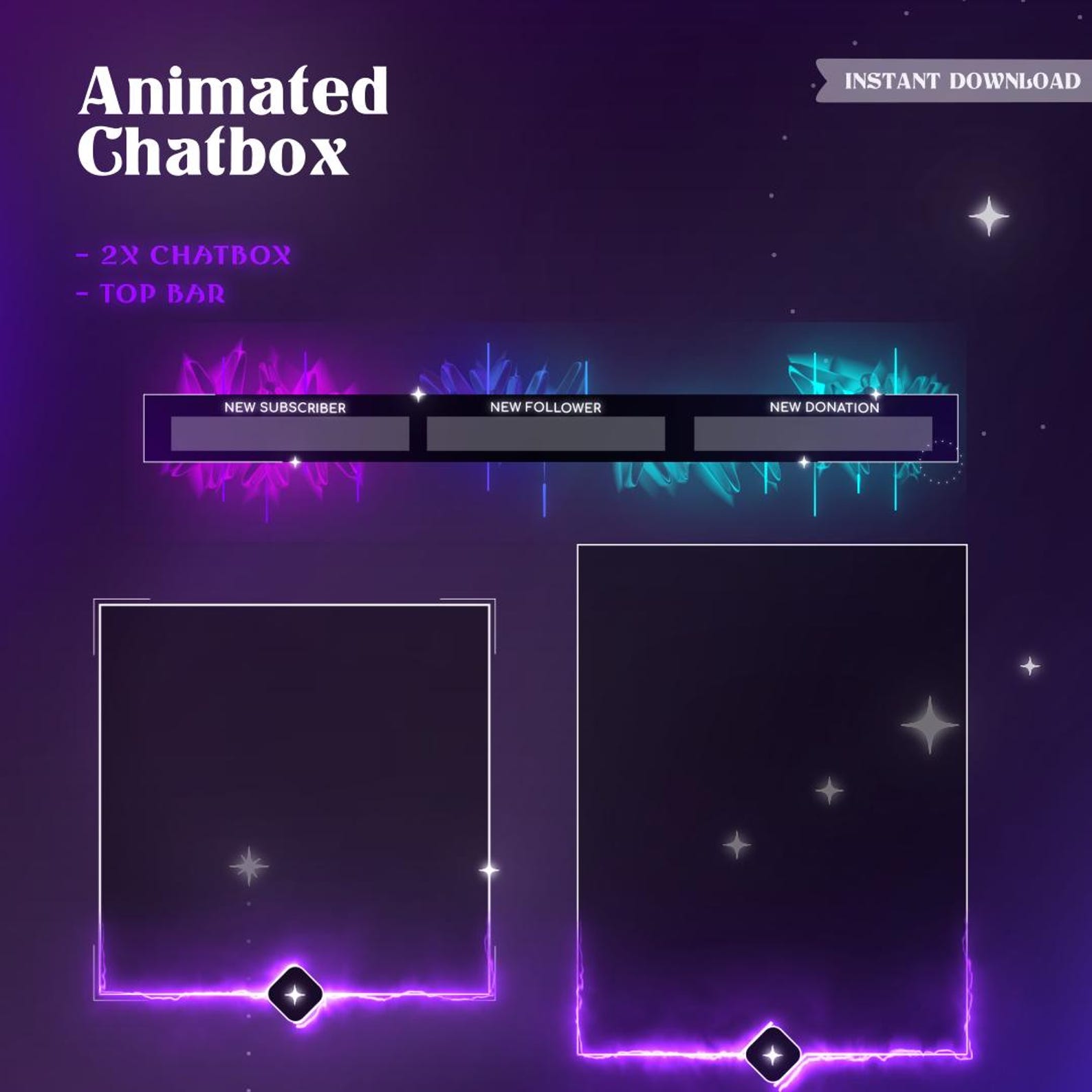 Neon Crystal V-tube Overlay Pack – Stream in Style! | Twitch Neon ...