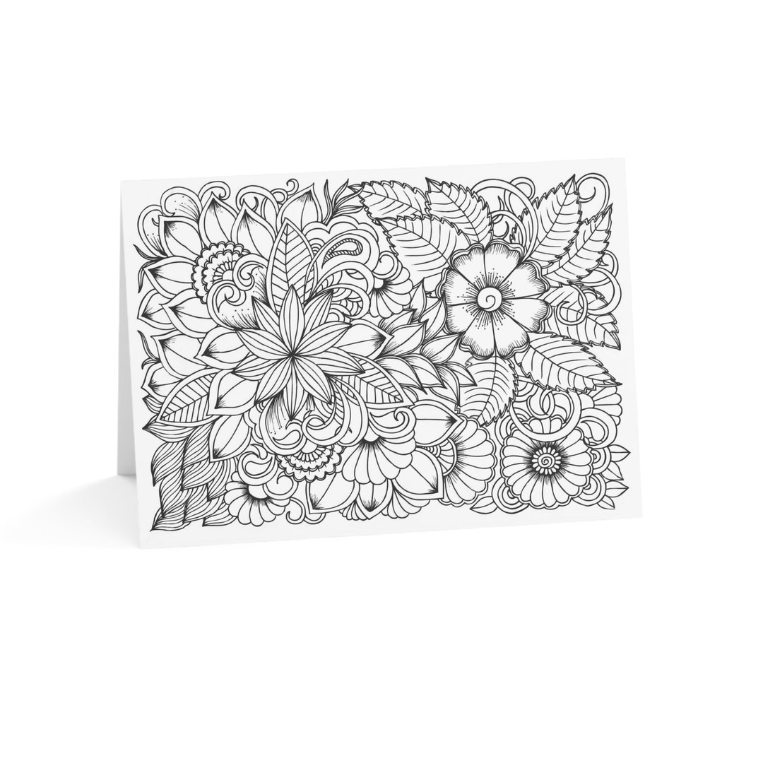 Color Me Greeting Card Pack (botanical Montage) | Birthday, Thank You ...