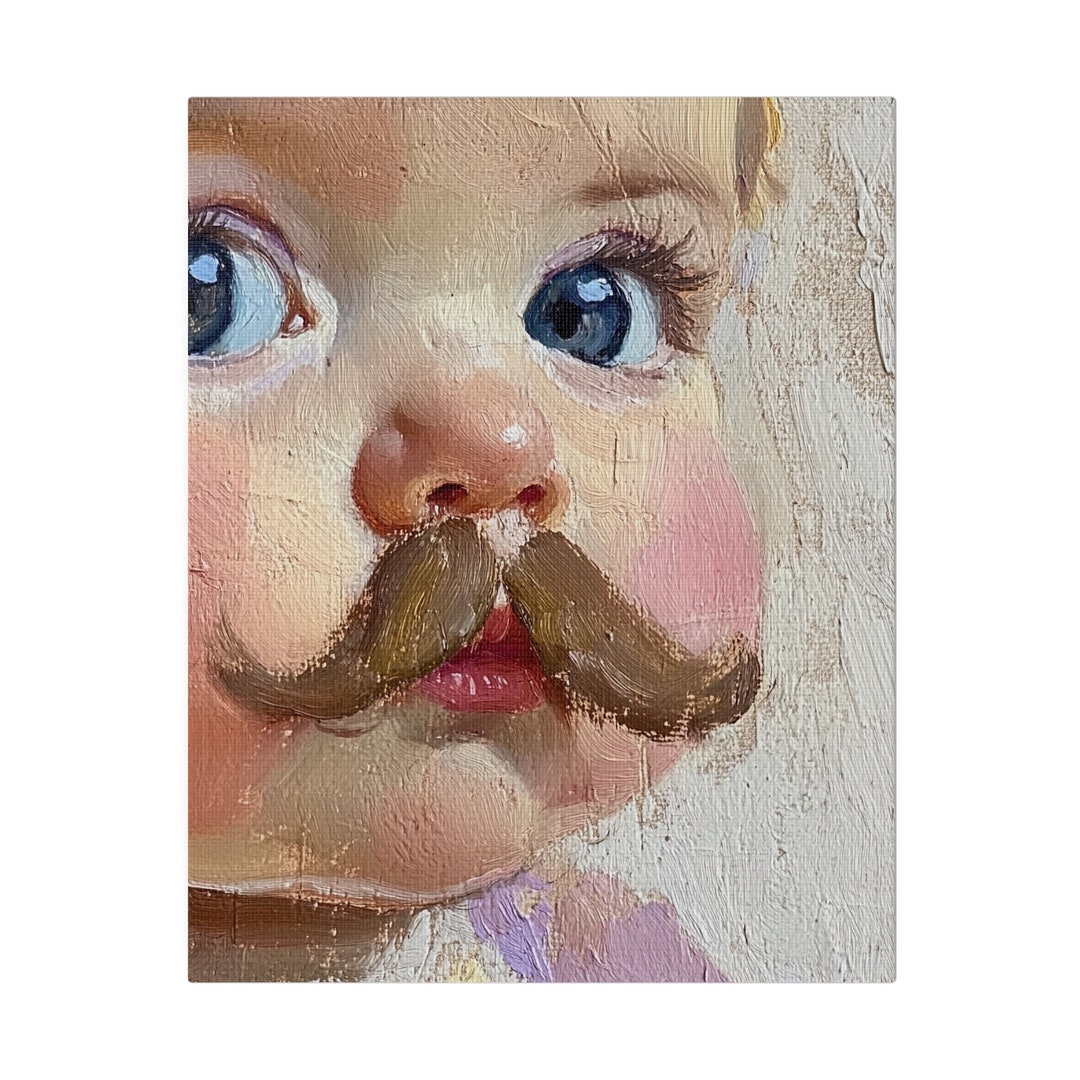 Baby Mustache Painting | Vertical Portrait | Small to Large Oversized ...