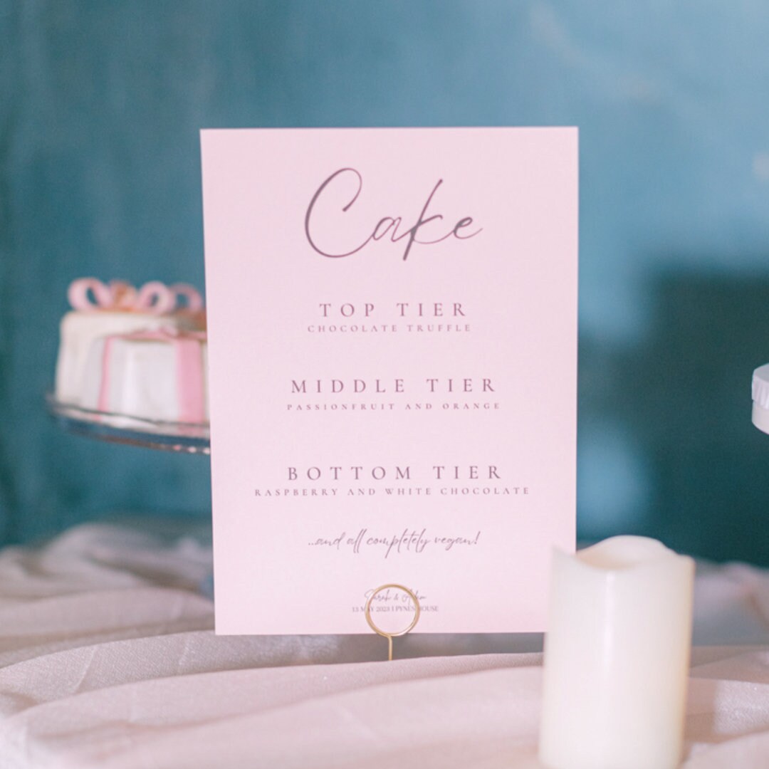 Wedding Cake Menu Sign Template Minimalist Elegant Wedding Cake Flavour ...
