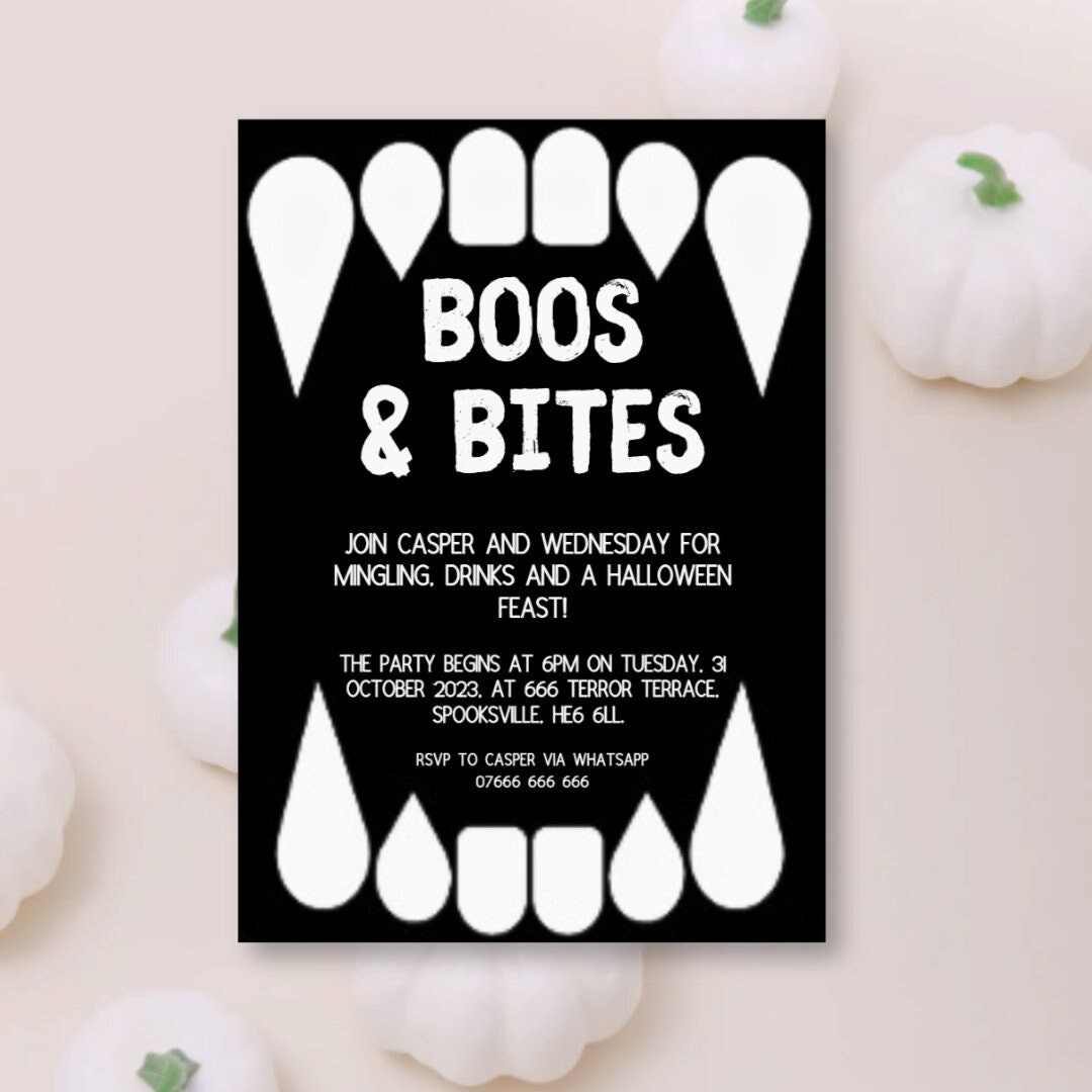 Boos & Bites Halloween Party Invitation Digital Template Invite ...