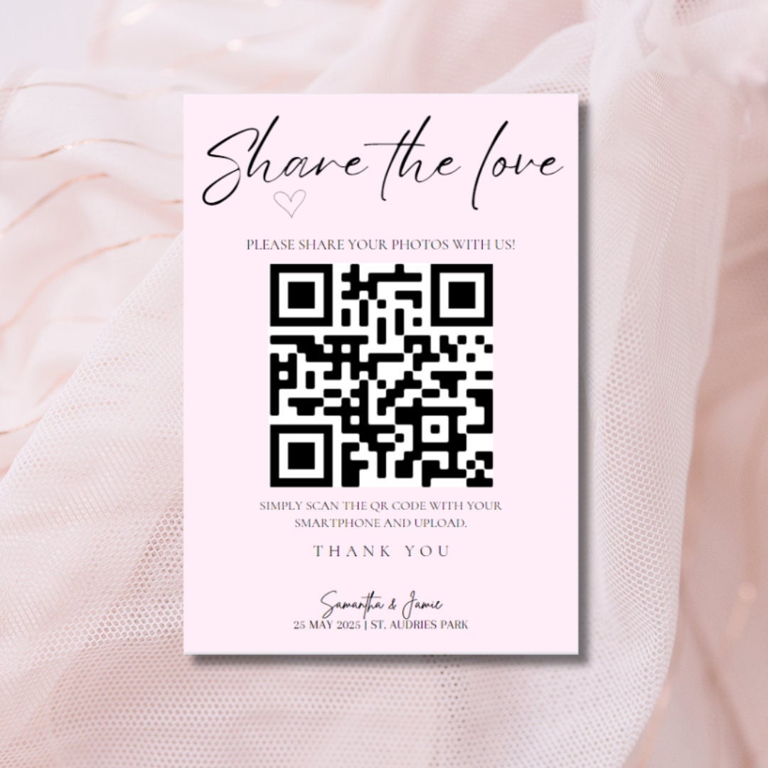 Share the Love Wedding Sign Guest Photo Album QR Code Sign Digital ...