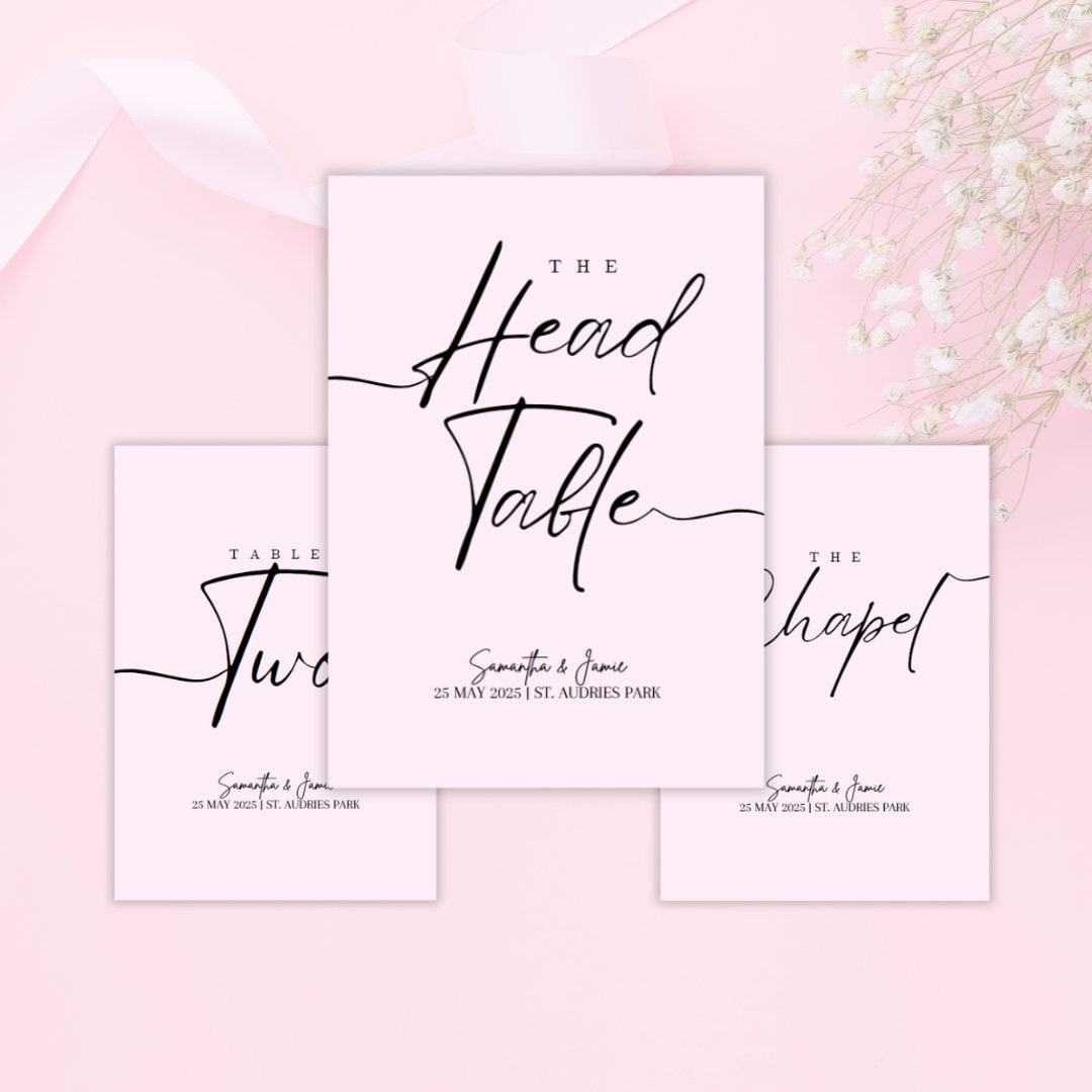 Wedding Table Numbers & Names Sign Template Wedding Breakfast Table ...