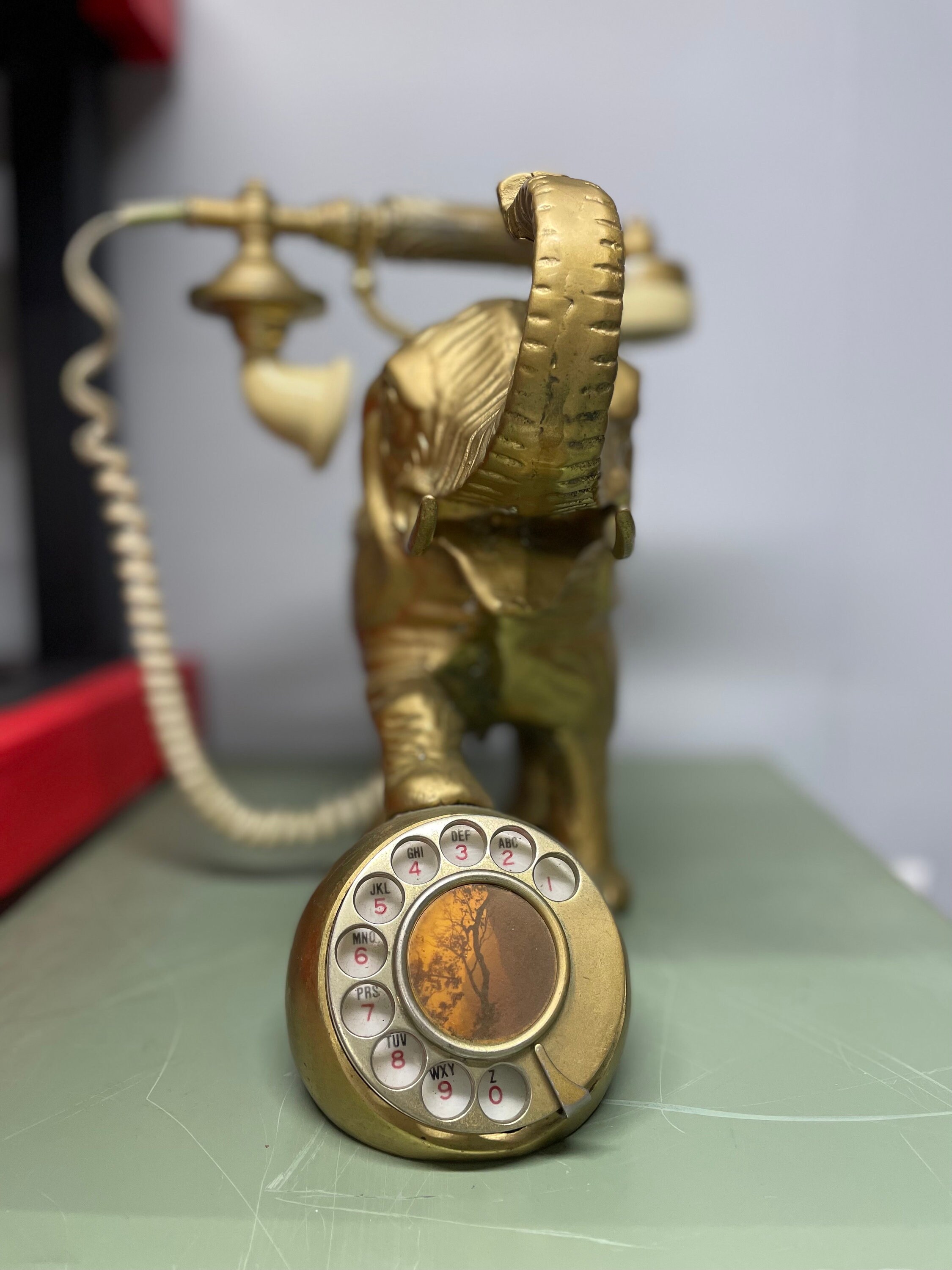 Vintage Brass Rotary Dial Elephant Phone - Etsy