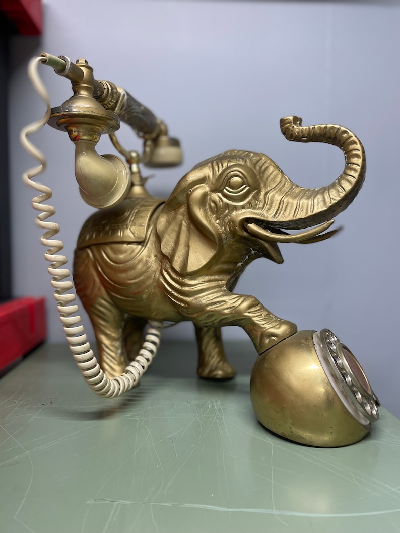 Vintage Brass Rotary Dial Elephant Phone - Etsy