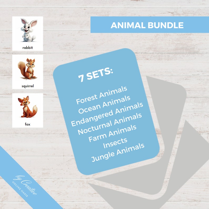 ANIMALS Bundle 474 Montessori Flashcards Printable Image Card German ...
