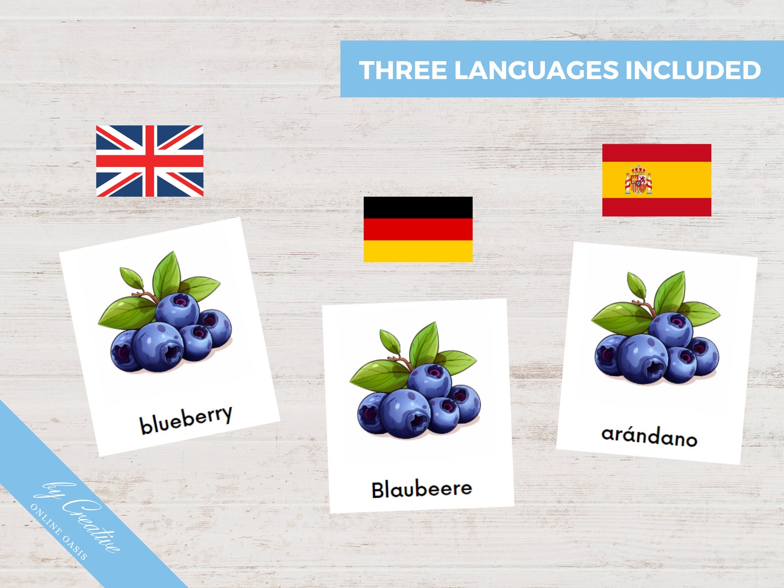 FIRST FOODS 28 Montessori Flash Cards German English Spanish ...