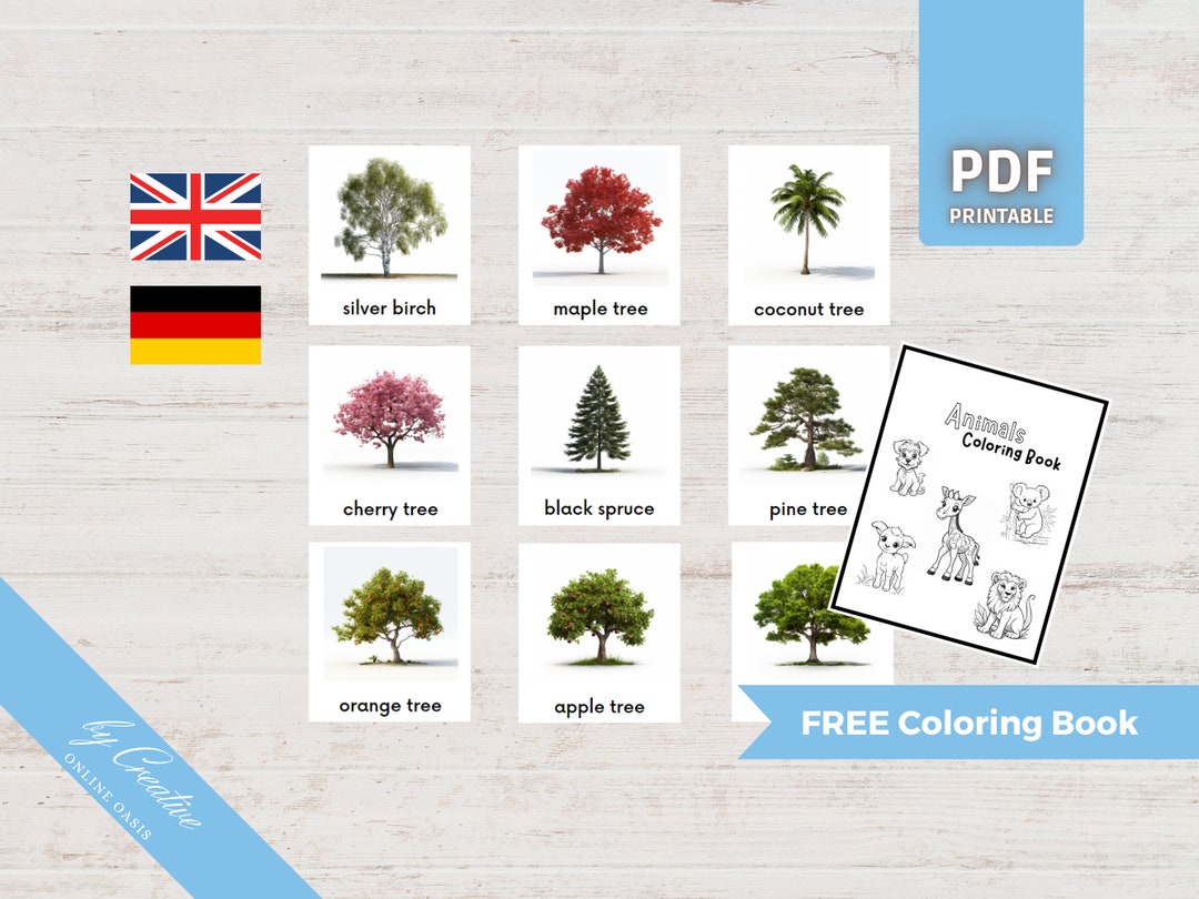 TREES 30 Montessori Cards Flash Cards German English Nomenclature PDF ...