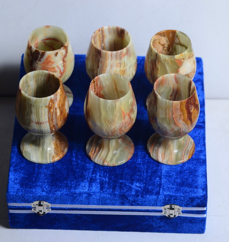 Onyx Wine Glasses Set of 6 - Handmade - Etsy
