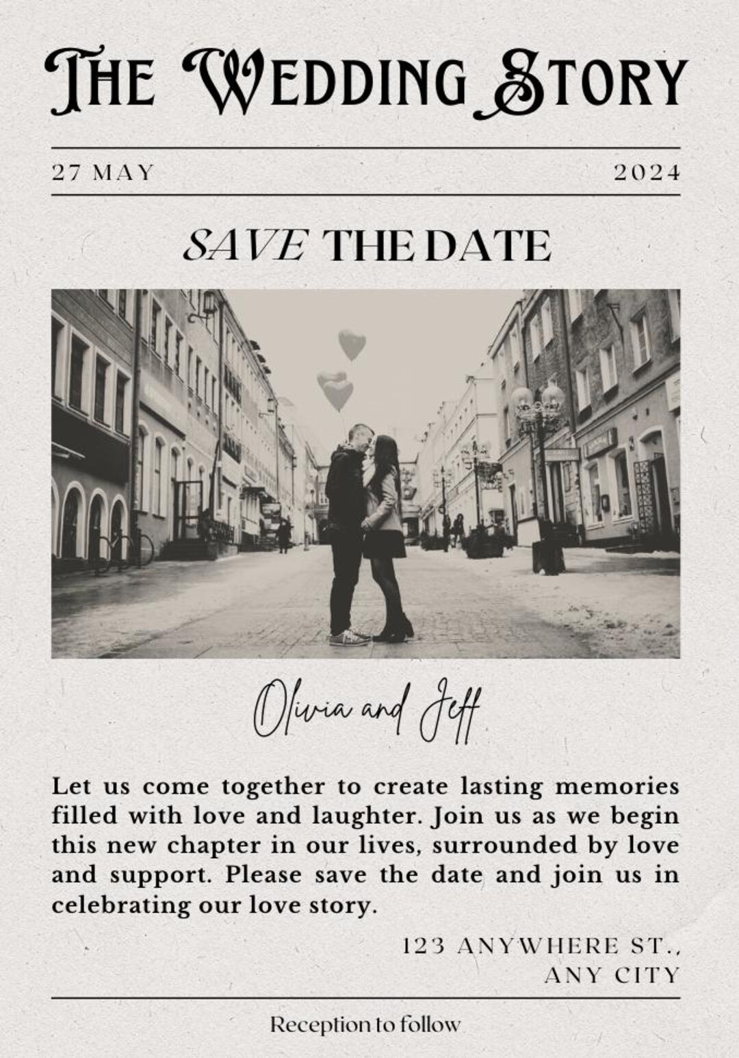 Save the Date Newspaper Wedding-digital File Old Newspaper Canva Design ...