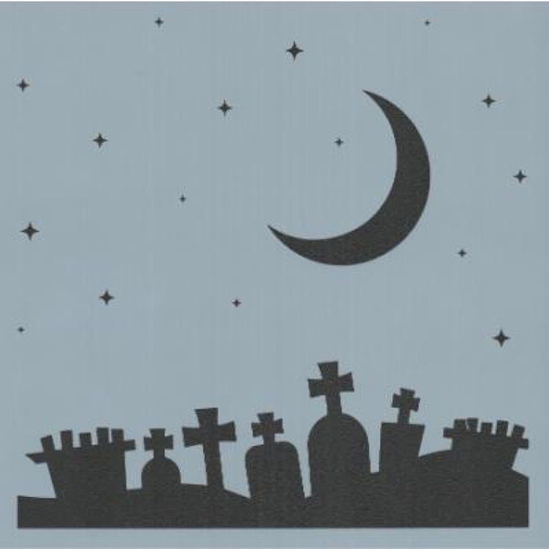 Mini Signs: Moonlit Cemetery Stencil - Etsy