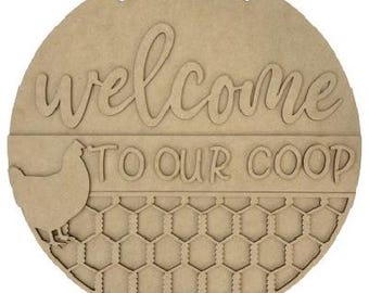 Welcome to Our Coop Chickens Door Hanger - Etsy