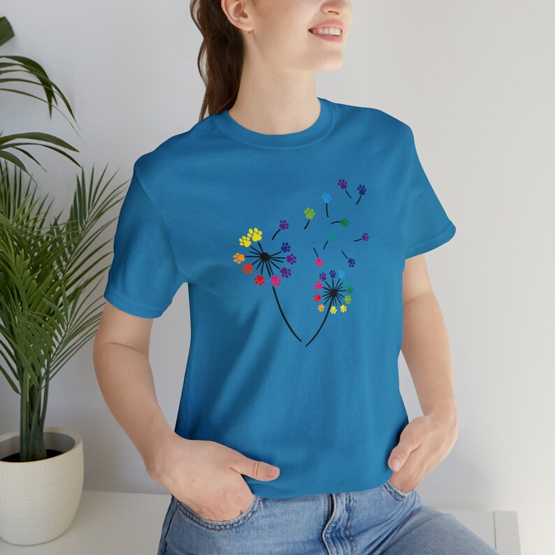 Dandelion Paw Print Tee Shirt Paw Print Shirt Animal Lovers Shirt Dog ...