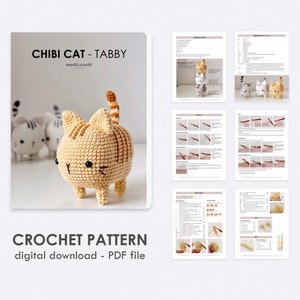 Crochet Pattern Chibi Cat Tabby Amigurumi PDF Digital Download ENG - Etsy
