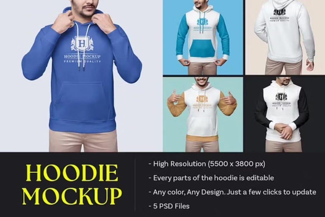 Hoodie Mockup Template Set | Editable High-res Files | Instant Download ...