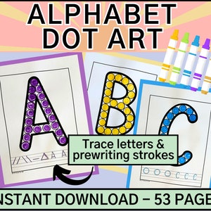 Alphabet Dot Art Preschool Worksheets for Kids ABC Tracing Worksheet ...