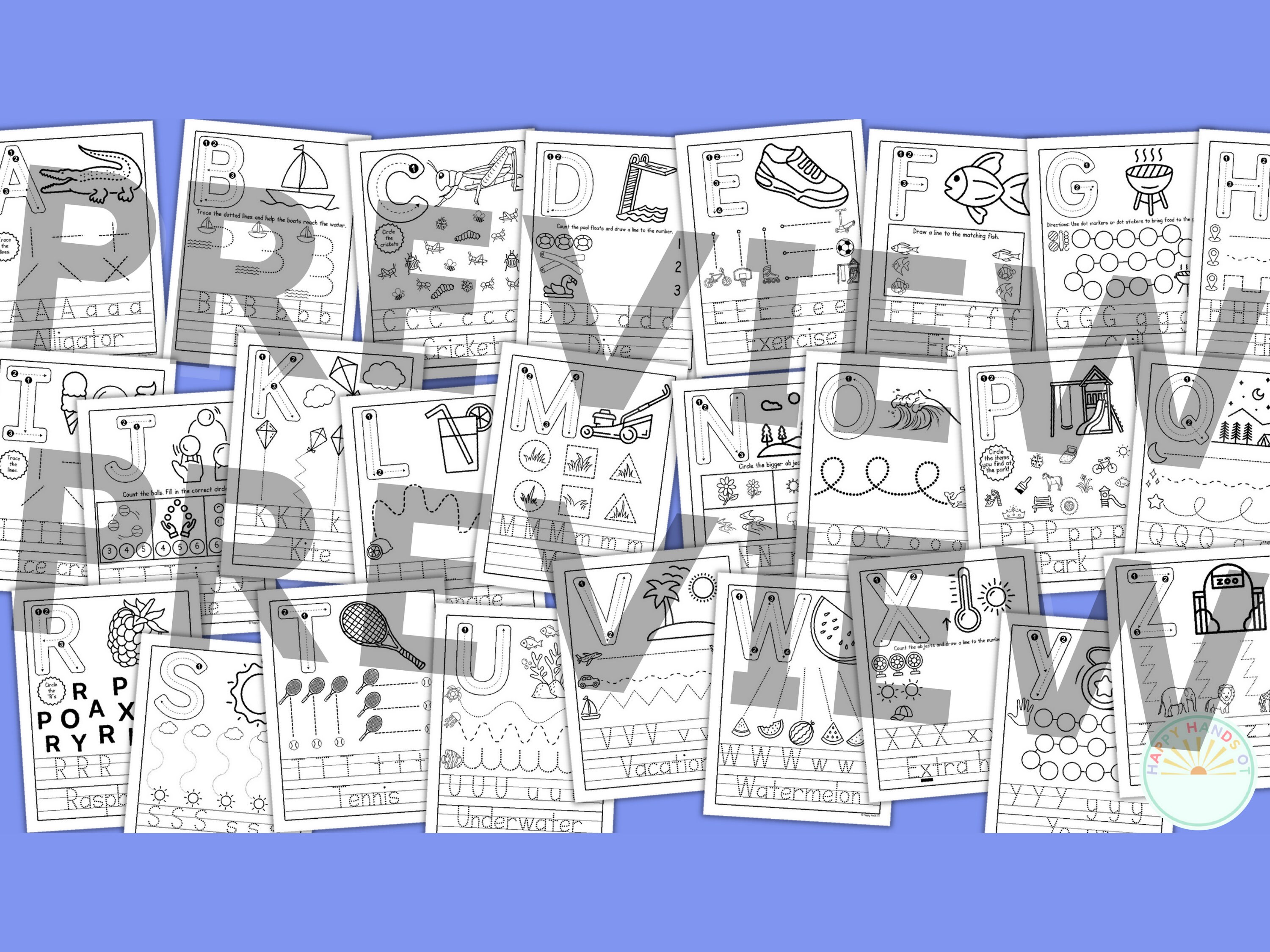 Summer Preschool ABC Tracing Worksheet Summer Break Preschool ...