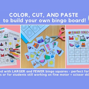 Summer Vacation Bingo Activity for Kids Summer Bingo Scissor Skill ...
