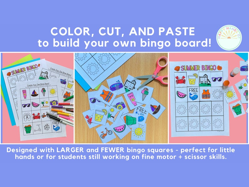Summer Vacation Bingo Activity for Kids Summer Bingo Scissor Skill ...