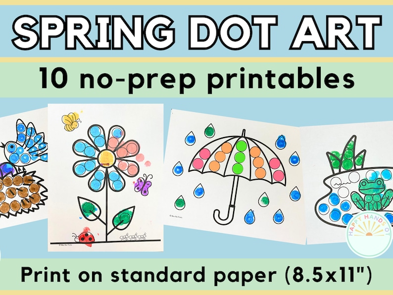 Spring Dot Art Printable Preschool Spring Worksheets for Kids Classroom ...