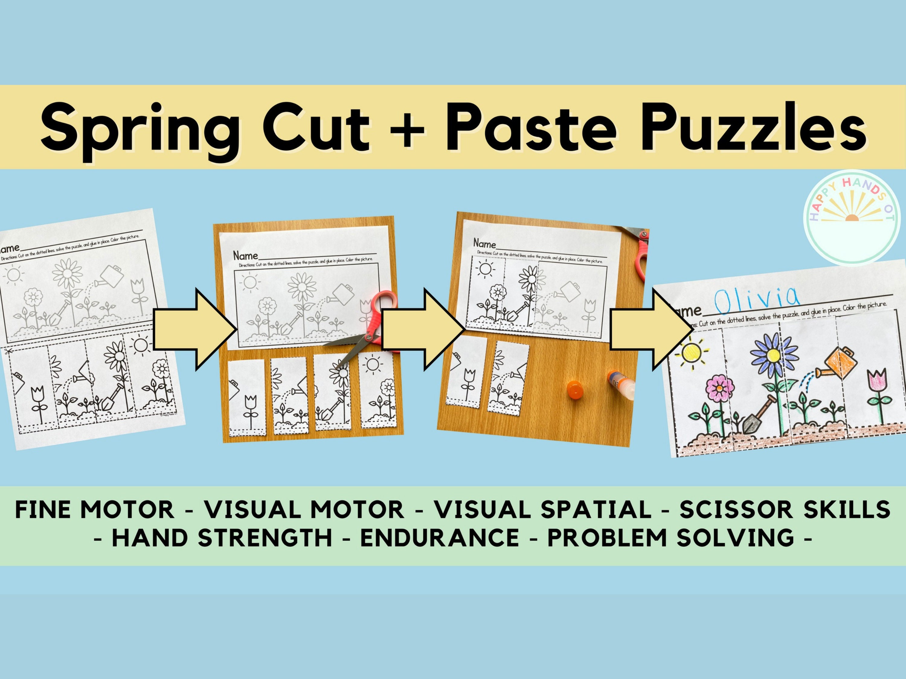 PRINTABLE BUNDLE - Spring Dot Art and Cutting Practice Spring Scissor ...