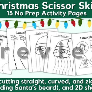 Christmas Printable Scissor Skill Kids Cut and Glue Preschool ...