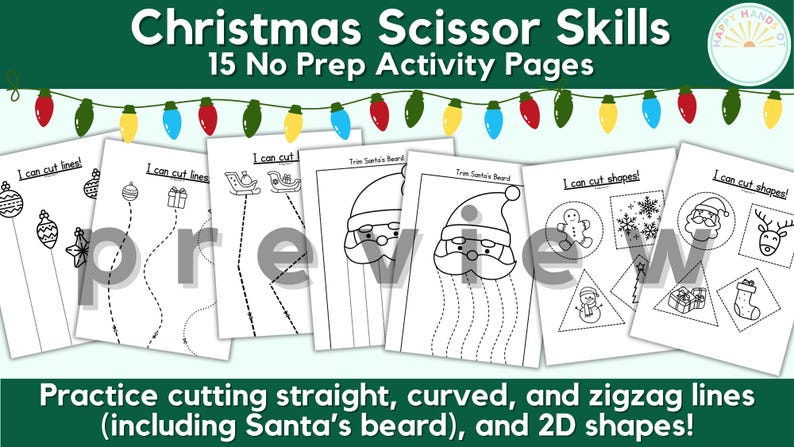 Christmas Printable Scissor Skill Kids Cut and Glue Preschool ...