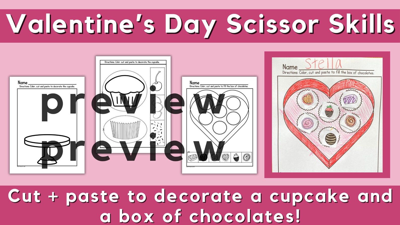 Valentines Day Preschool Worksheets for Kids Scissor Skill Winter ...
