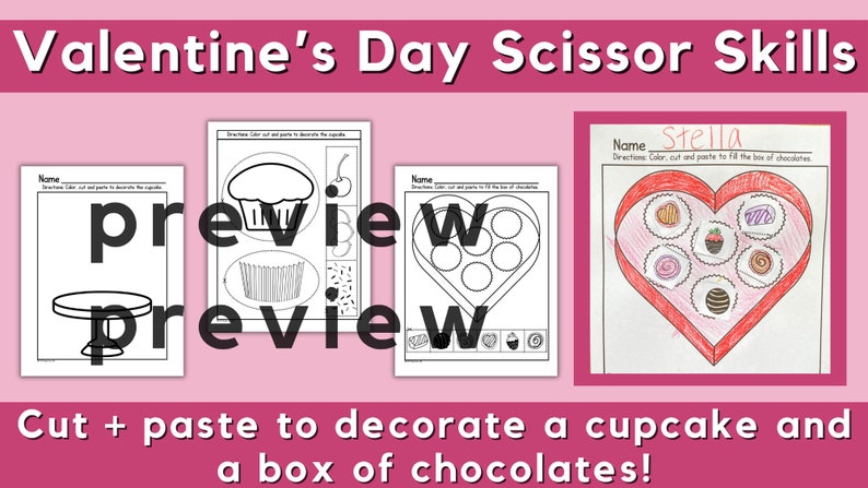 Valentines Day Preschool Worksheets for Kids Scissor Skill Winter ...