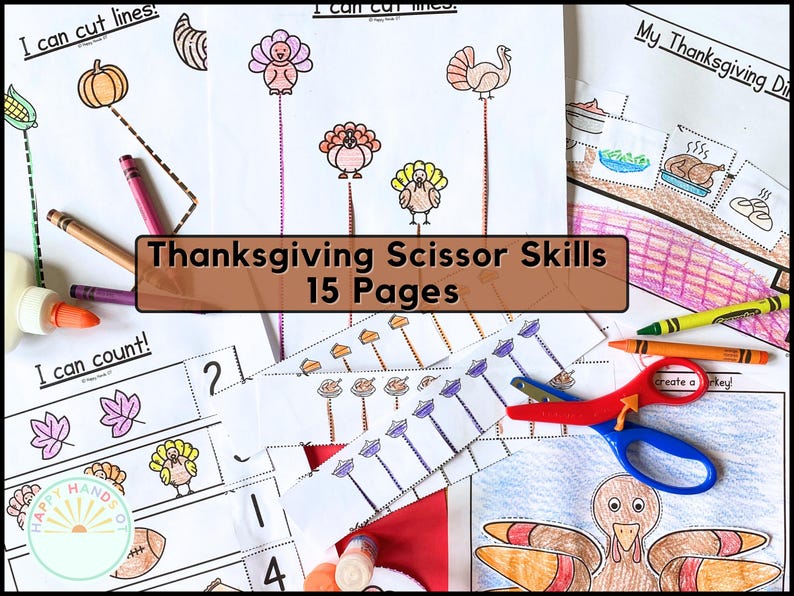 PRINTABLE BUNDLE: Thanksgiving Preschool Fine Motor Scissor Skills ABC ...