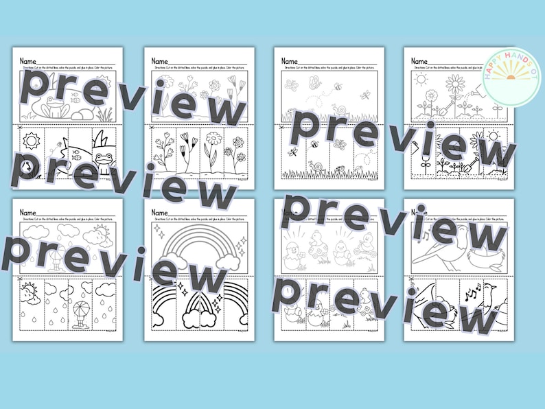 Spring Cut and Paste Puzzles Scissor Skill Preschool Worksheets for ...