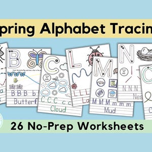 Spring Alphabet Tracing Worksheets for Kids Easter Alphabet Prek ...
