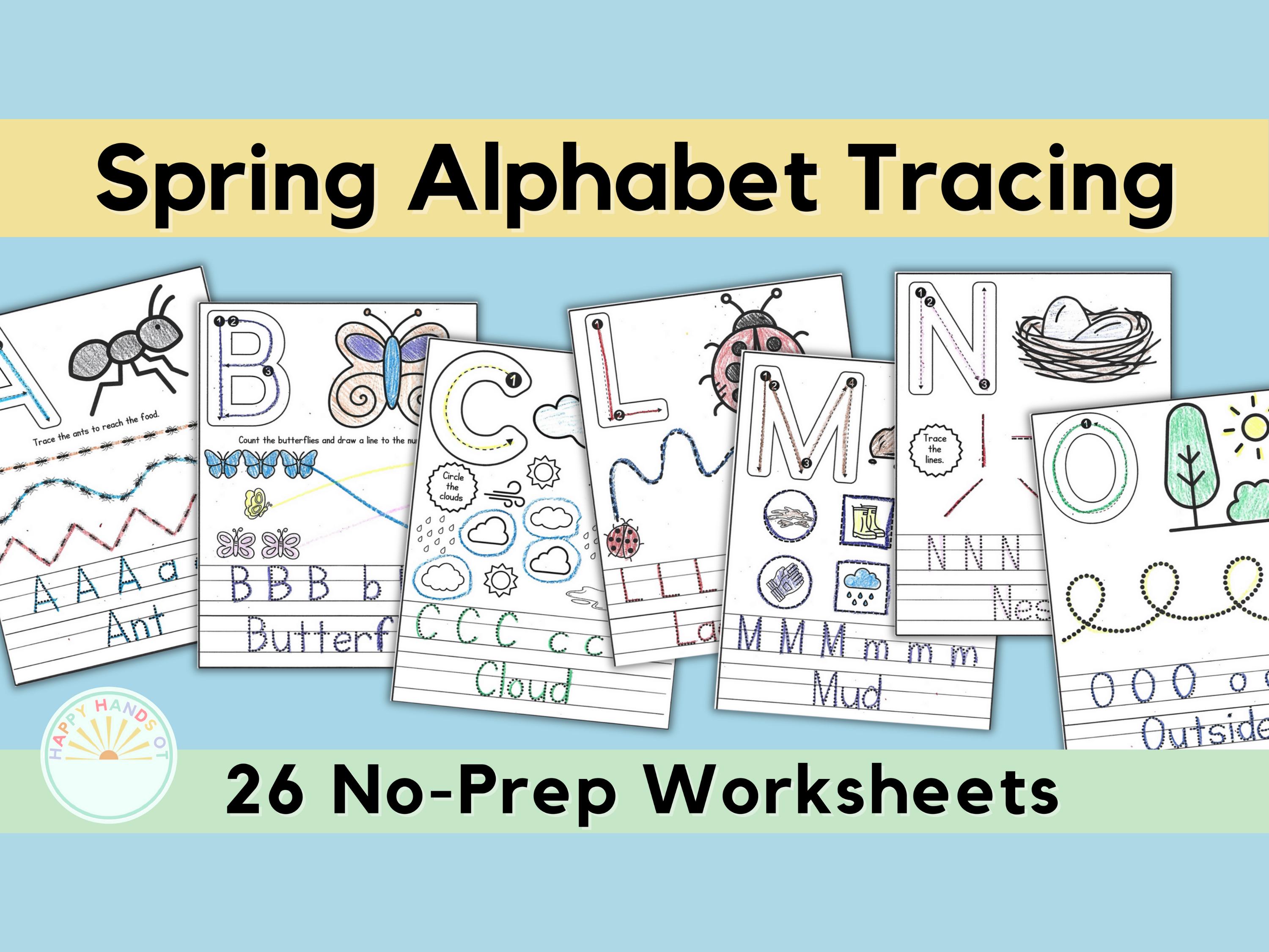 Spring Alphabet Tracing Worksheets for Kids Easter Alphabet Prek ...