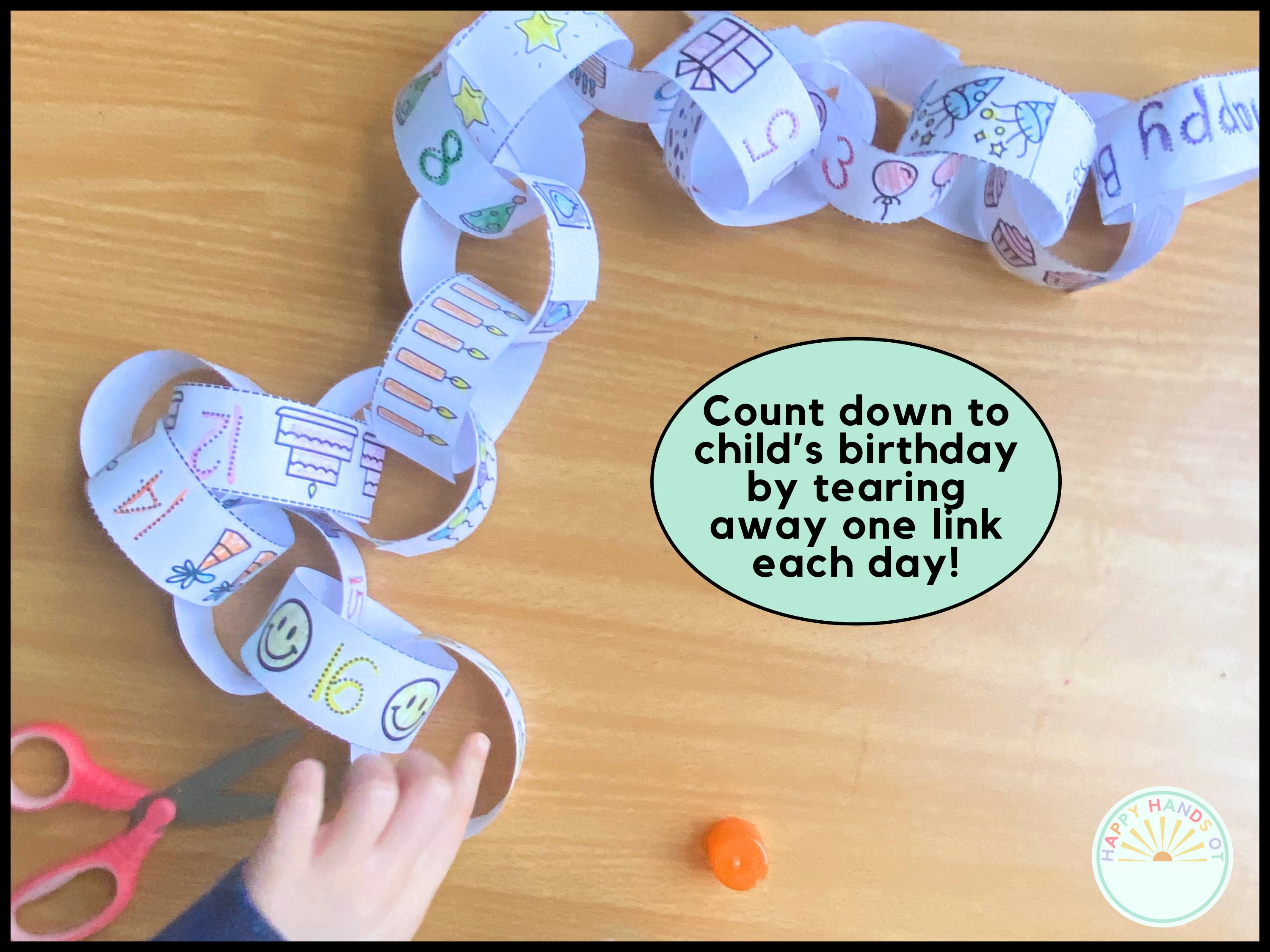 Birthday Countdown Paper Chain Craft Printable Countdown Birthday ...
