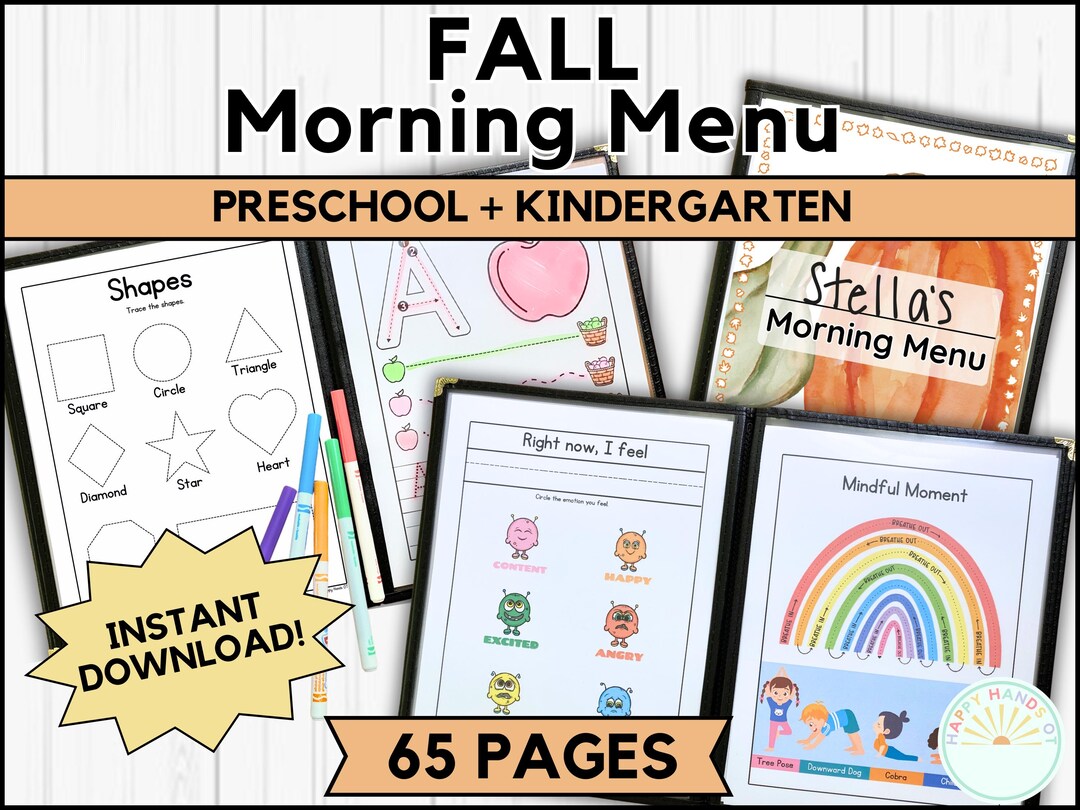Fall Pre K Morning Menu Preschool Simple Homeschool Morning Menu Pages ...
