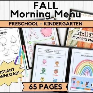 Fall Pre K Morning Menu Preschool Simple Homeschool Morning Menu Pages ...