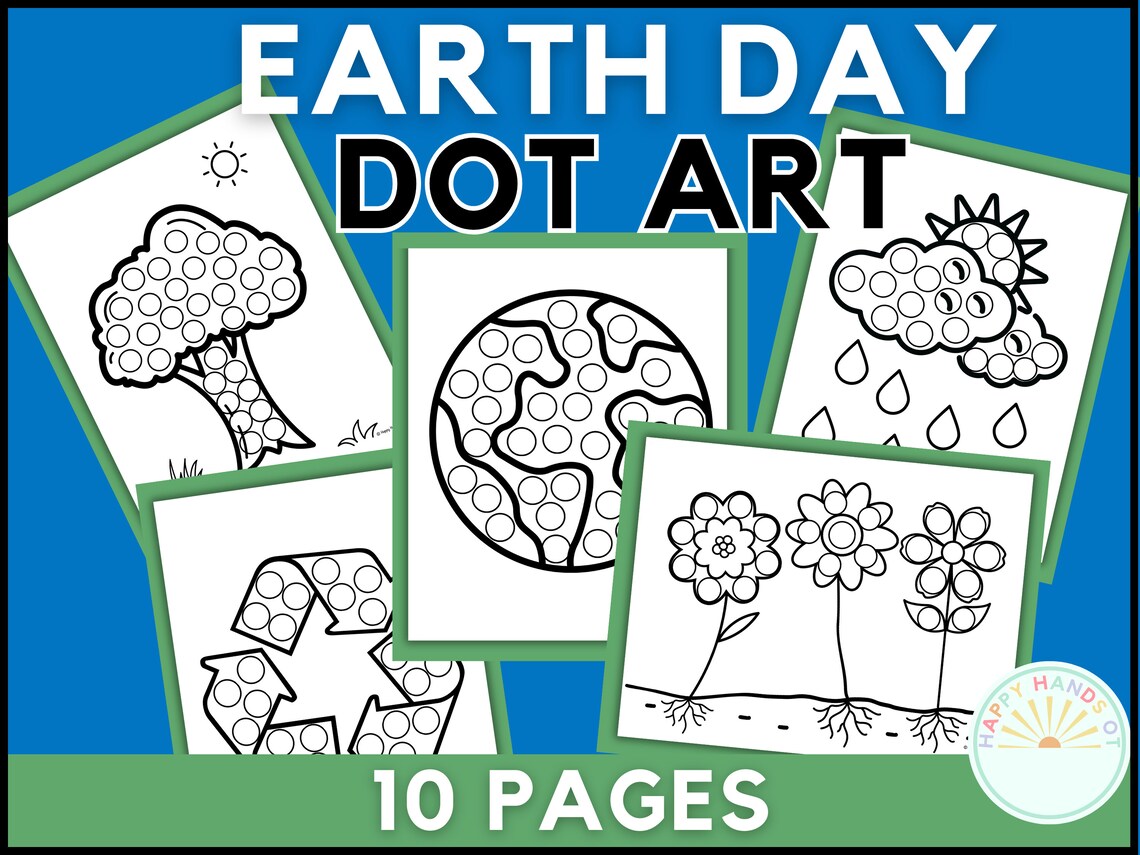 Earth Day Dot Art Printable Earth Day Coloring Pages Earth Day Kids ...