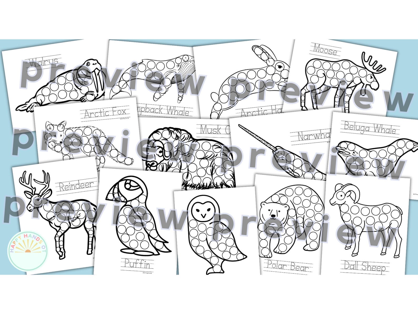 Arctic Animals Preschool Dot Marker Printable Arctic Animals Coloring ...
