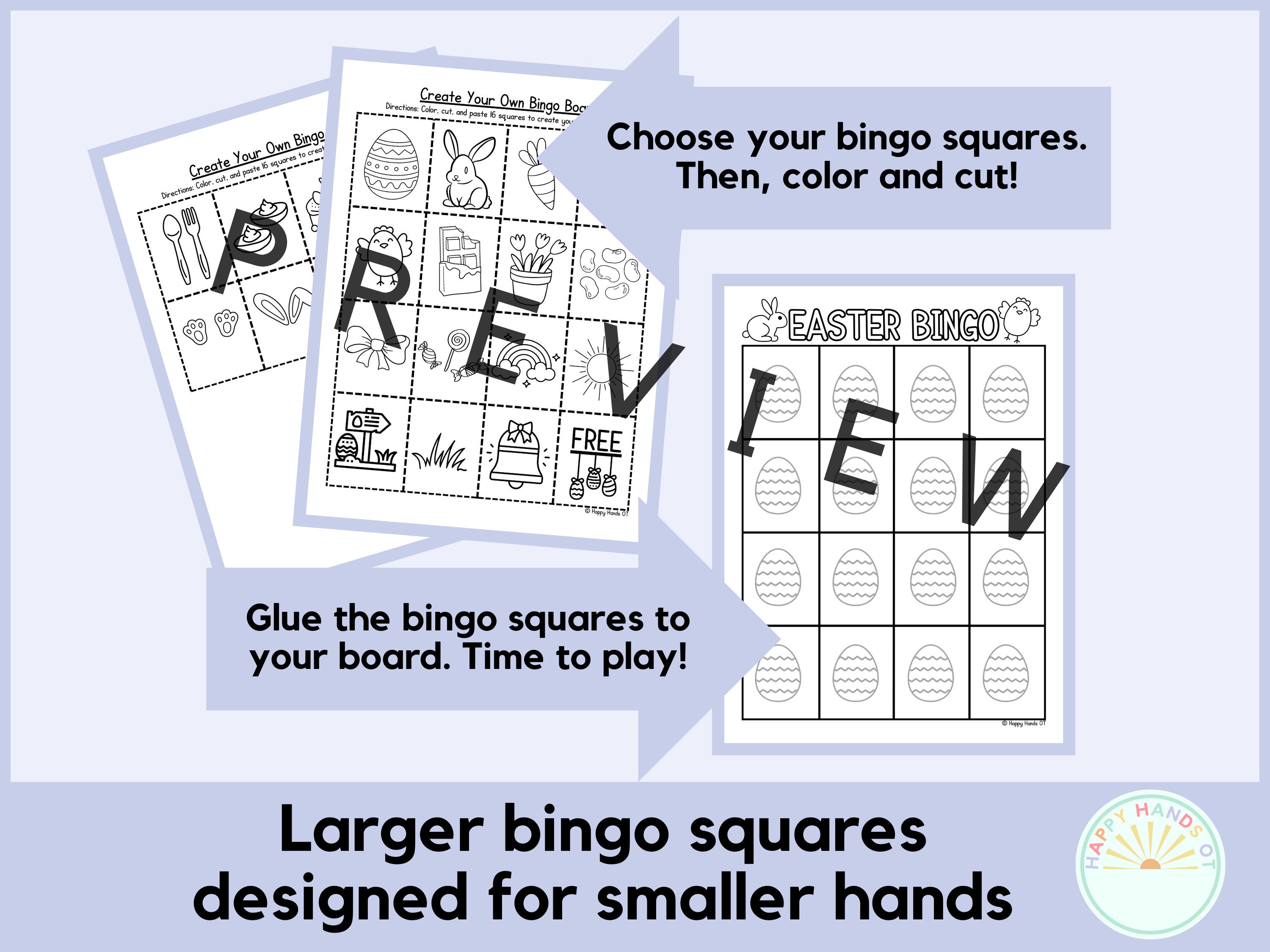 Easter Bingo Cut and Paste Worksheets for Kids Easter Coloring Scissor ...