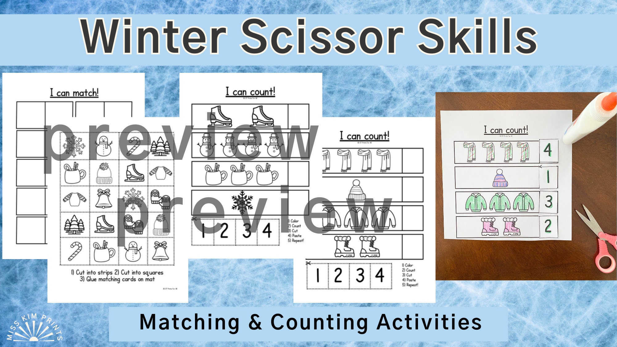 Winter Preschool Fine Motor Cutting Worksheets Winter Preschool ...