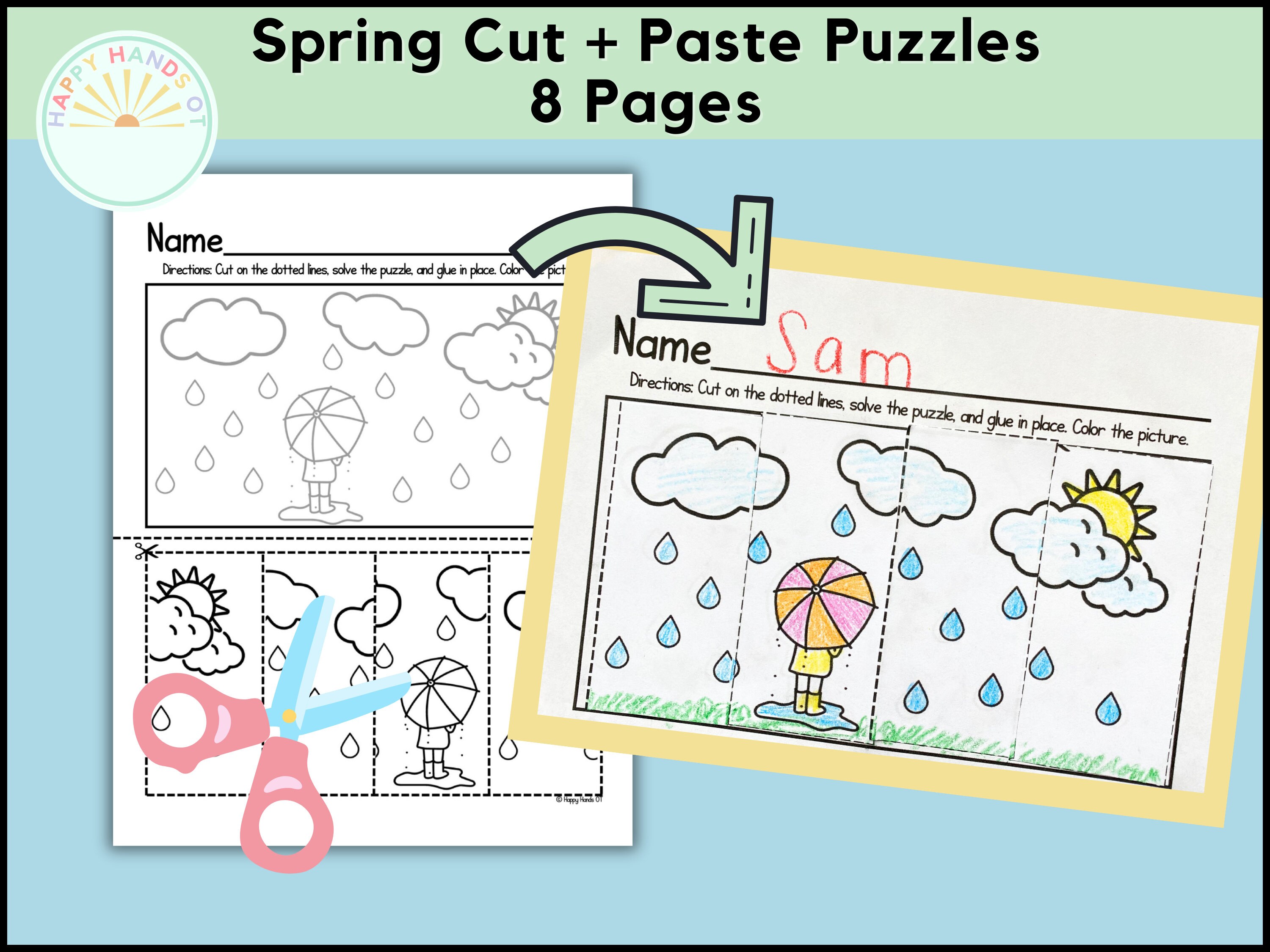 PRINTABLE BUNDLE Spring Dot Art and Cutting Practice Spring Scissor ...