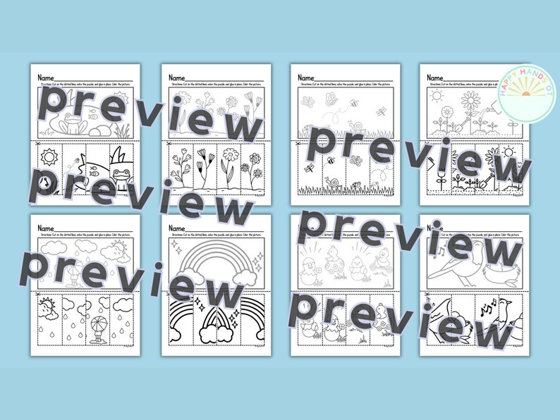 PRINTABLE BUNDLE Spring Dot Art and Cutting Practice Spring Scissor ...