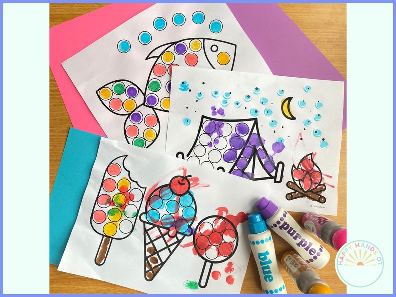 Summer Dot Art Printable Preschool Summer Worksheets for Kids Summer ...