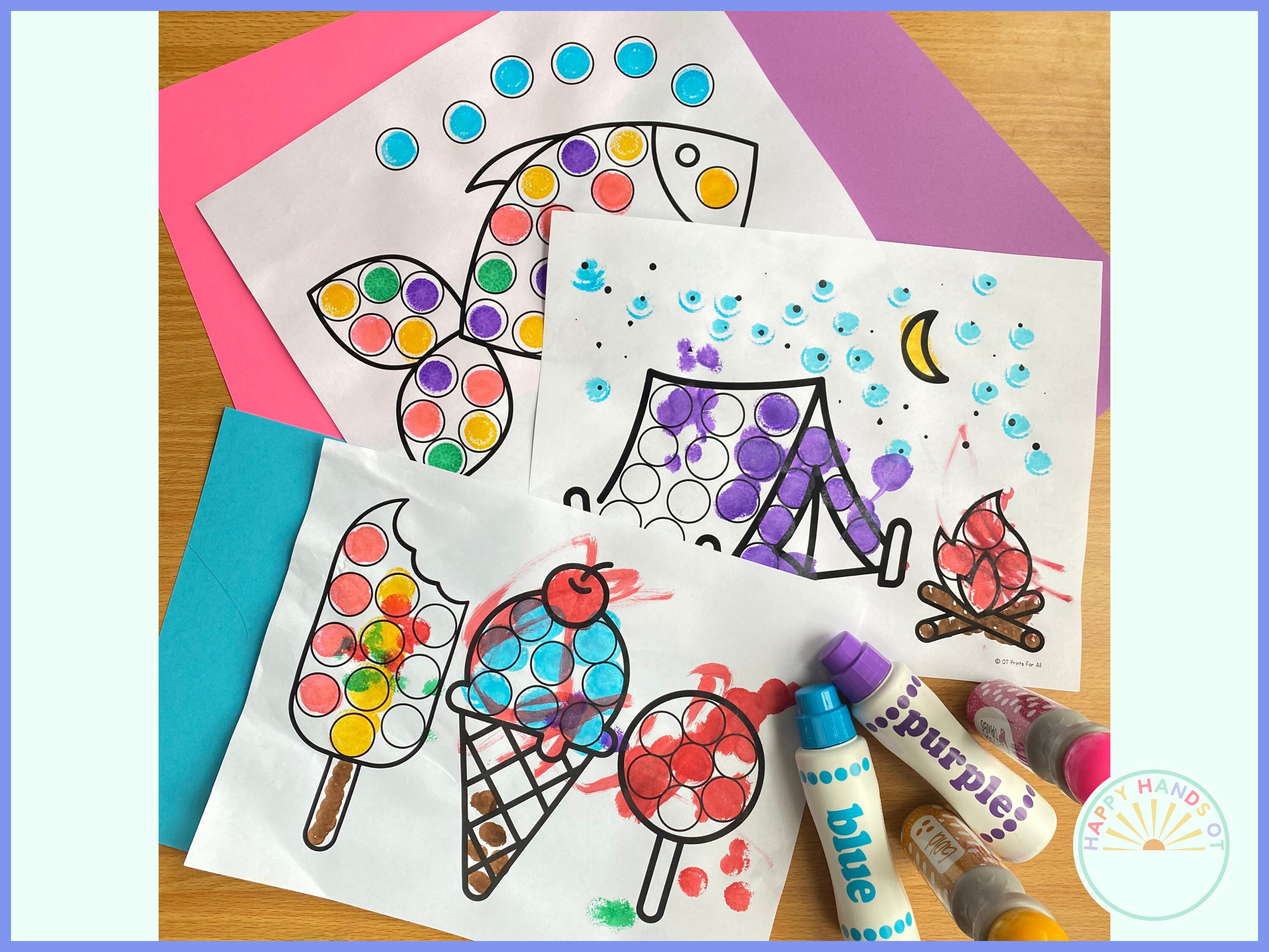 Summer Dot Art Printable Preschool Summer Worksheets for Kids Summer ...
