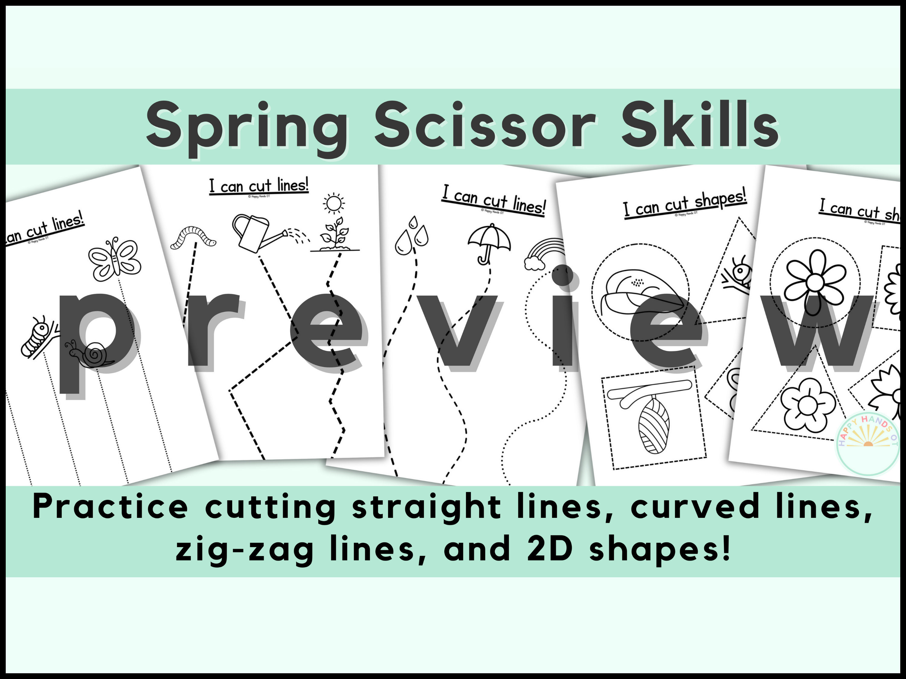 Spring Scissor Skill Preschool Worksheets for Kids Cut and Paste Pre K ...
