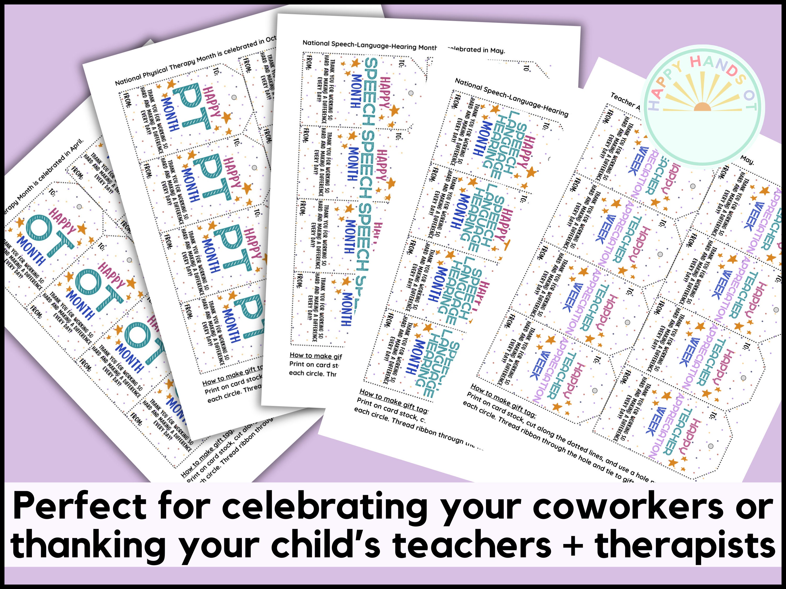 Printable Gift Tags for Staff Appreciation - Speech, Physical Therapy ...