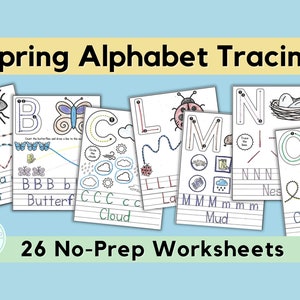 Spring Alphabet Tracing Worksheets for Kids Easter Alphabet Prek ...