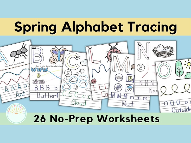 Spring Alphabet Tracing Worksheets for Kids Easter Alphabet Prek ...