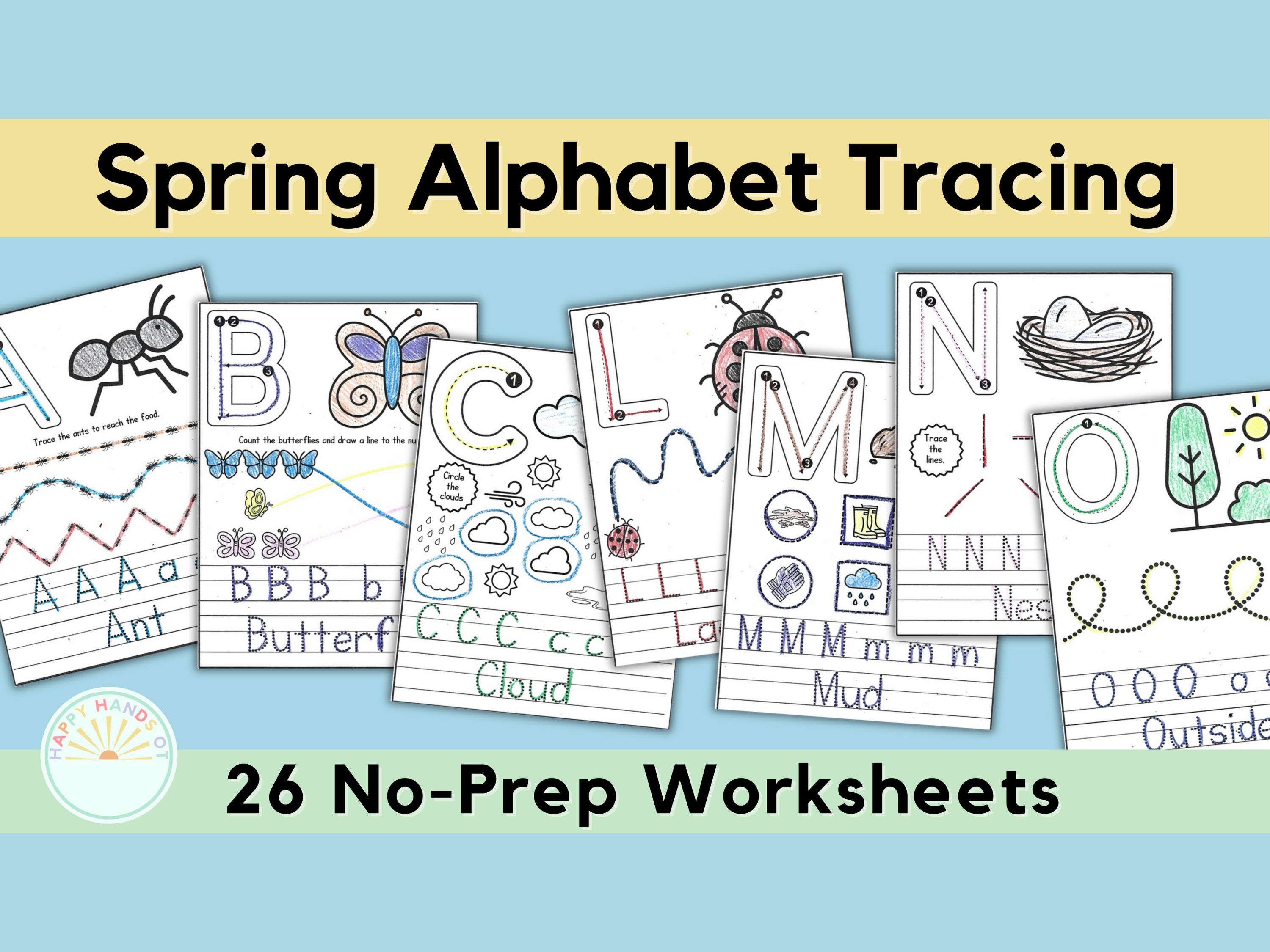 Spring Alphabet Tracing Worksheets for Kids Easter Alphabet Prek ...