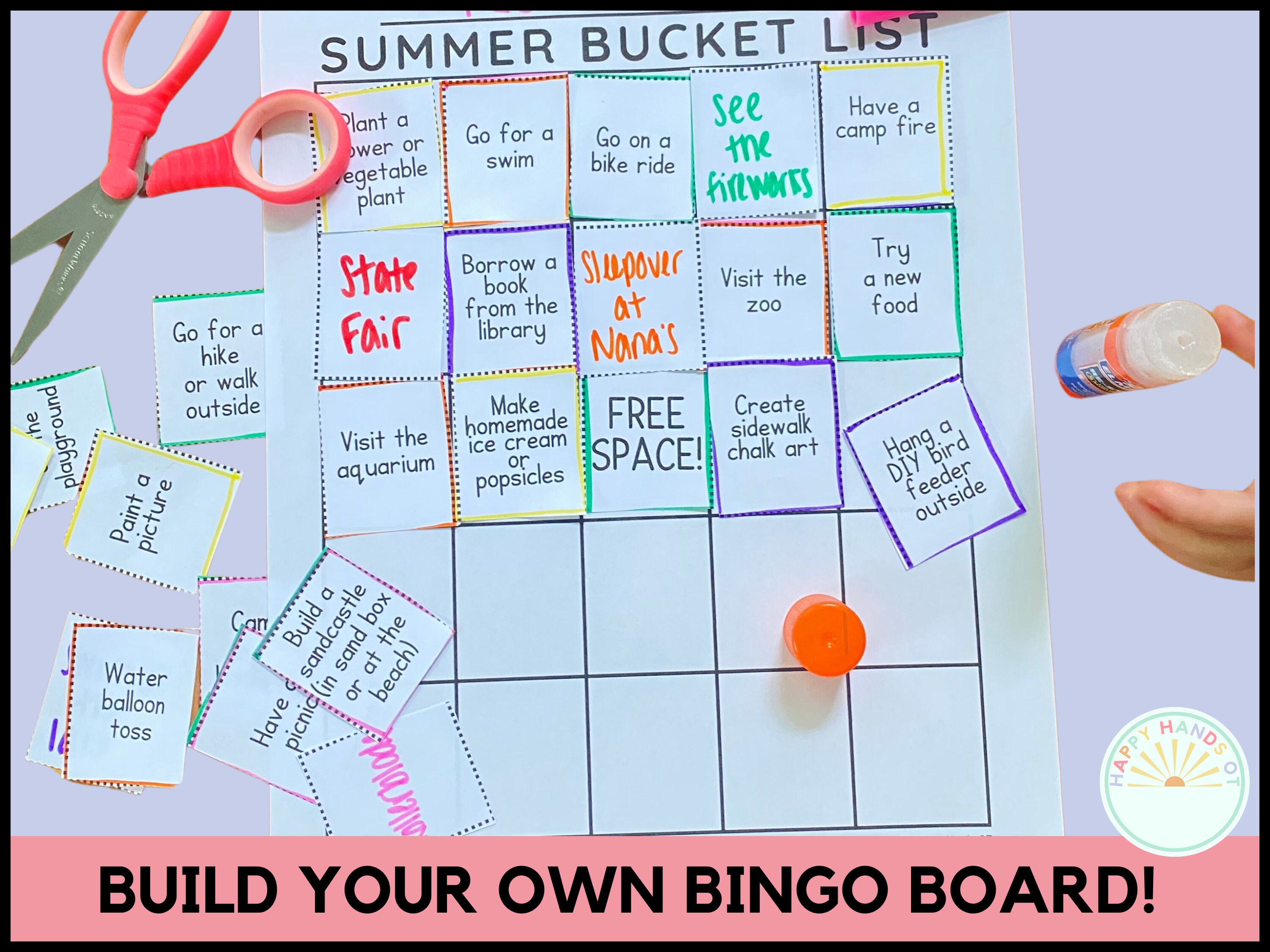 Summer Bingo Bucket List Template Scissor Skill Summer Bucket List ...